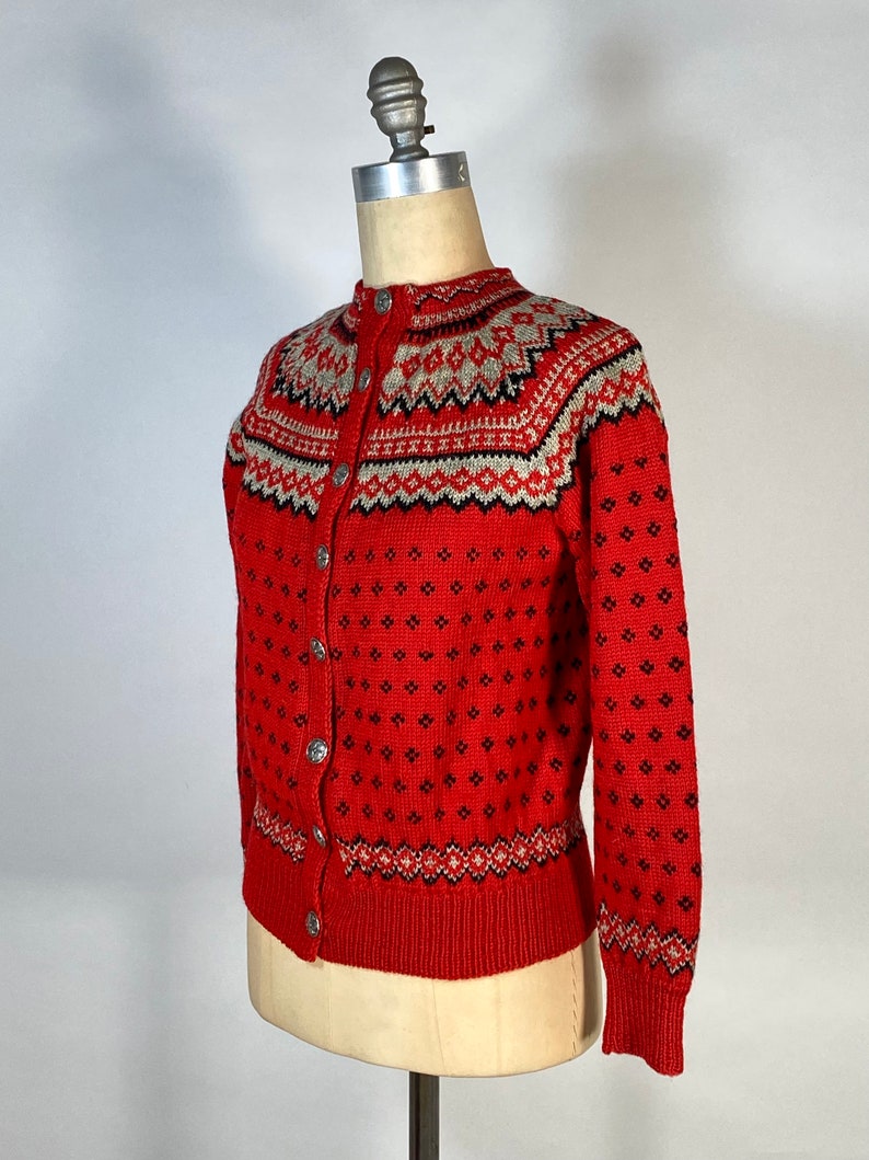 Vintage 1950s Hand Knit Wool Cardigan Sweater From Norway - Etsy