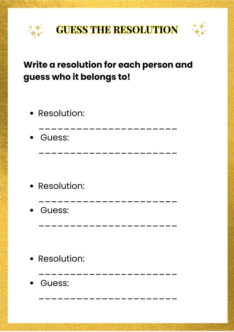 New Year in Review Printable Game, 2026 Resolutions, Party Games for ...