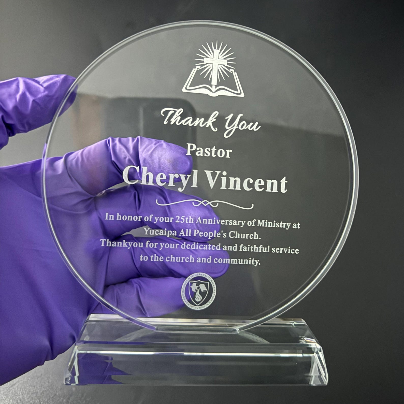 Custom Crystal Pastor Appreciation Award: Engraved Church Leadership ...