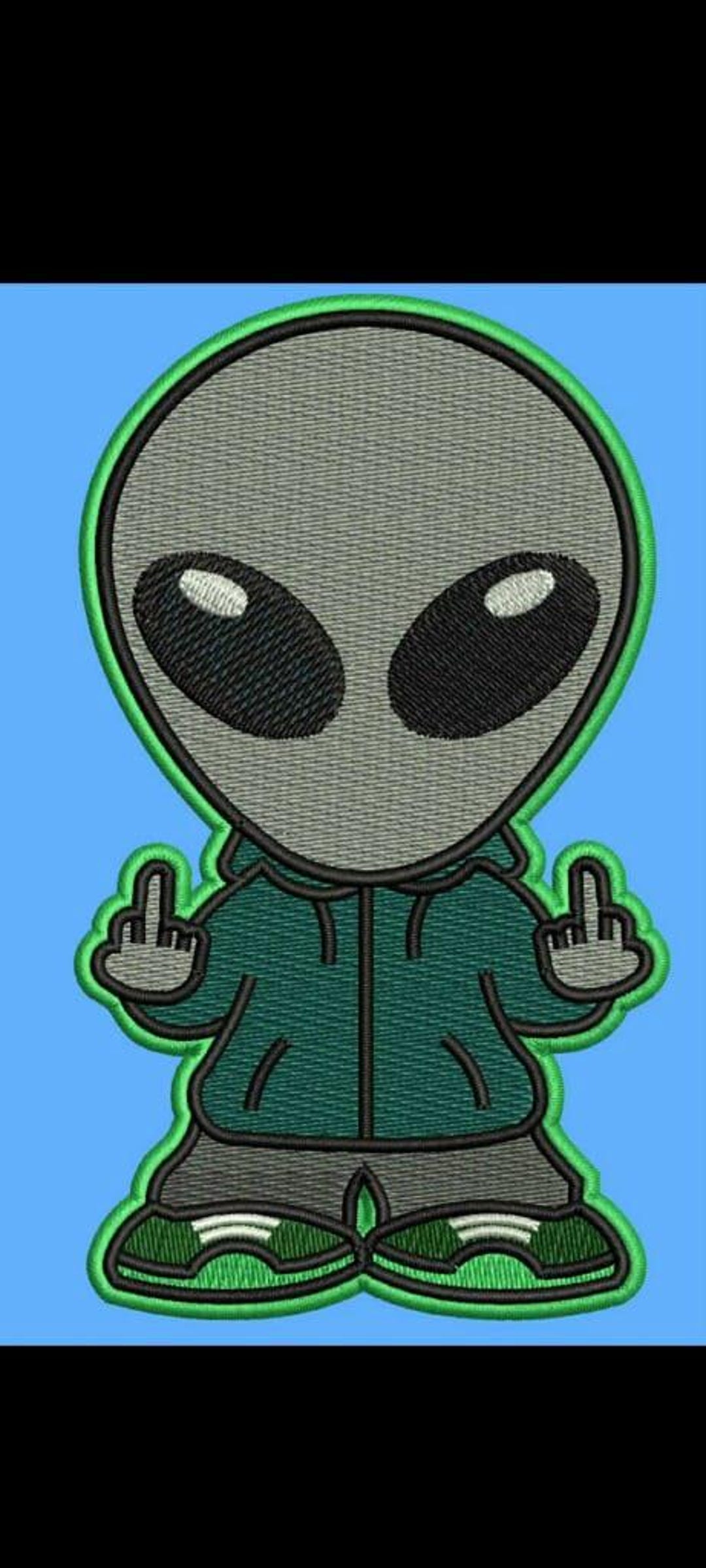 Alien With Mittle Finger up Embroidery File Dst - Etsy