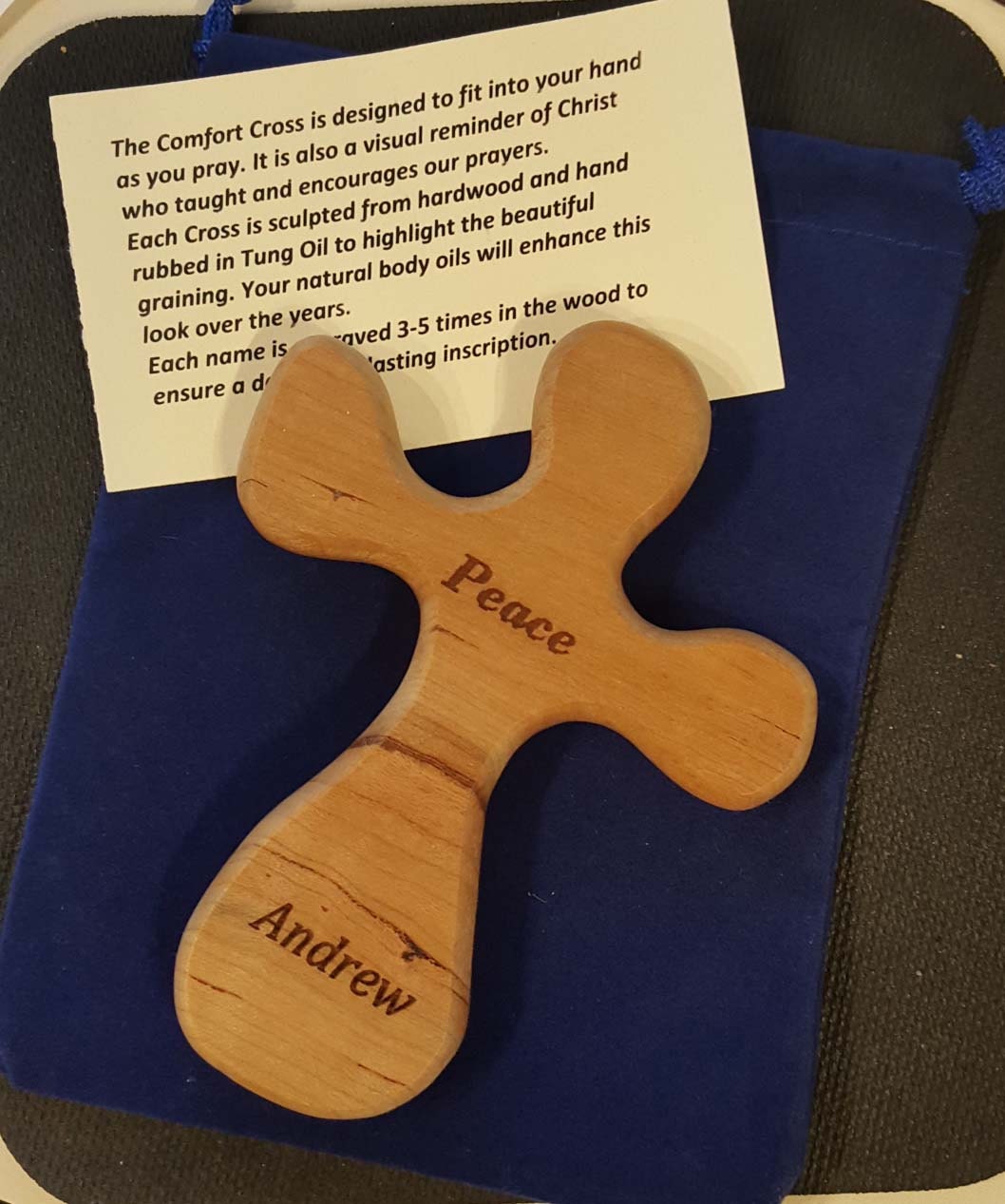 Palm Cross / Comfort Cross in Hardwood With Free Name Engraving and ...