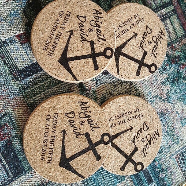 Custom Cork Coasters Laser Etched SET OF 4 - Etsy
