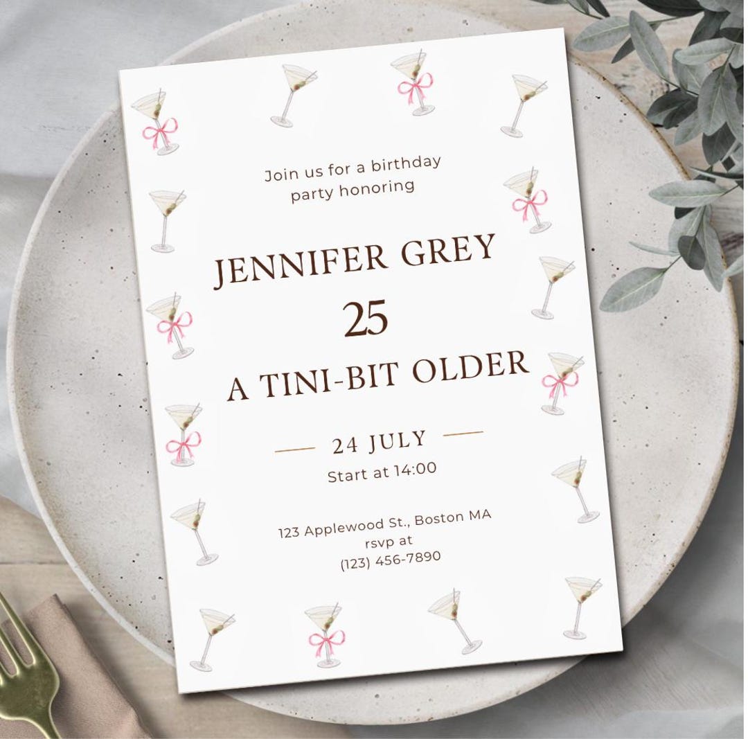 A Tini-bit Older - Trendy Birthday Invitation Template - Etsy