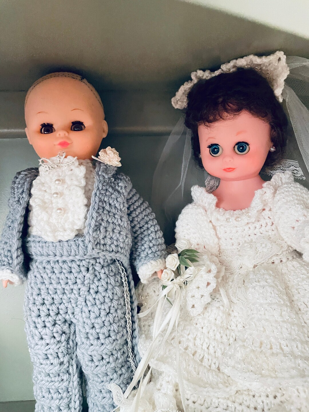 1960s MIHK 13 Dolls, Bride and Groom in Crocheted Outfits - Etsy