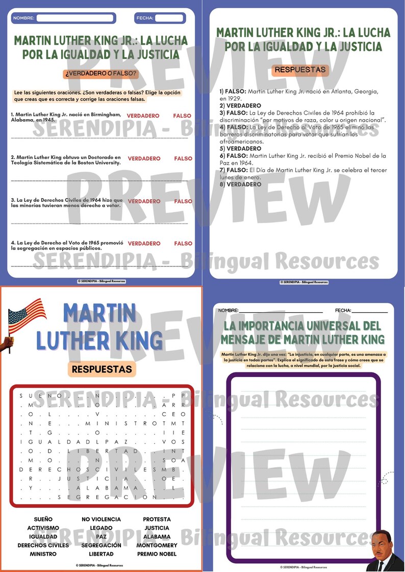 Biografía De Martin Luther King LECTURA & ESCRITURA MLK Day Civil ...