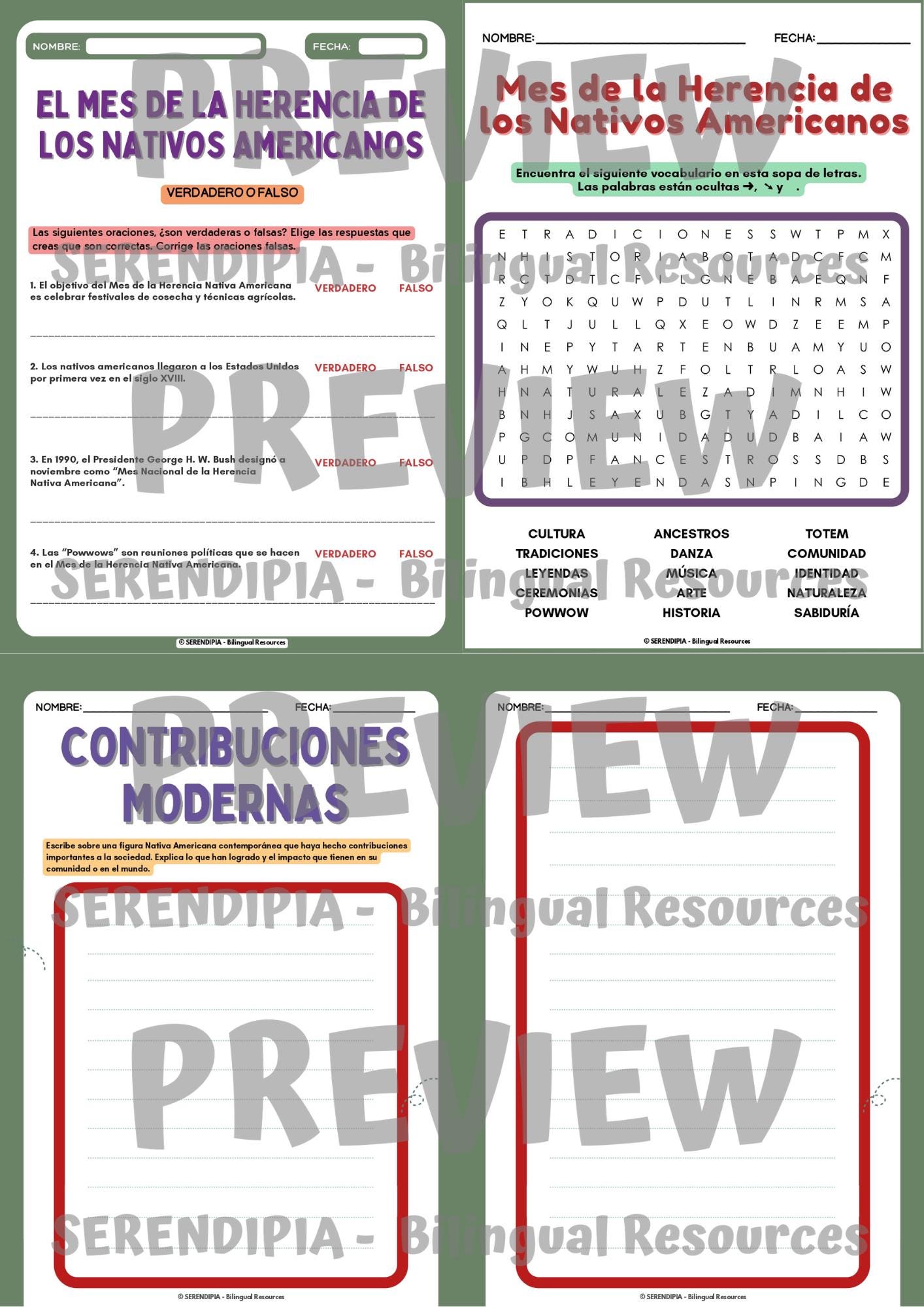 Native American Heritage Month & Leaders in Spanish | READING ...