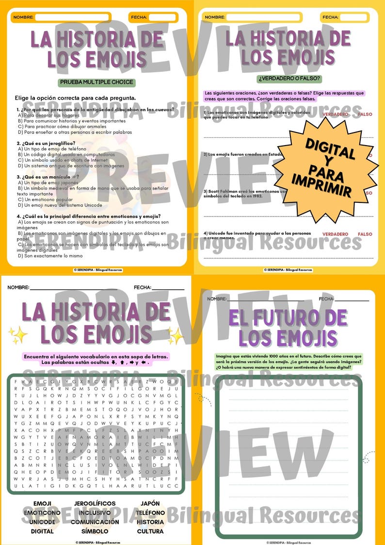 Historia De Los Emojis | Actividades LECTURA & ESCRITURA | High ...