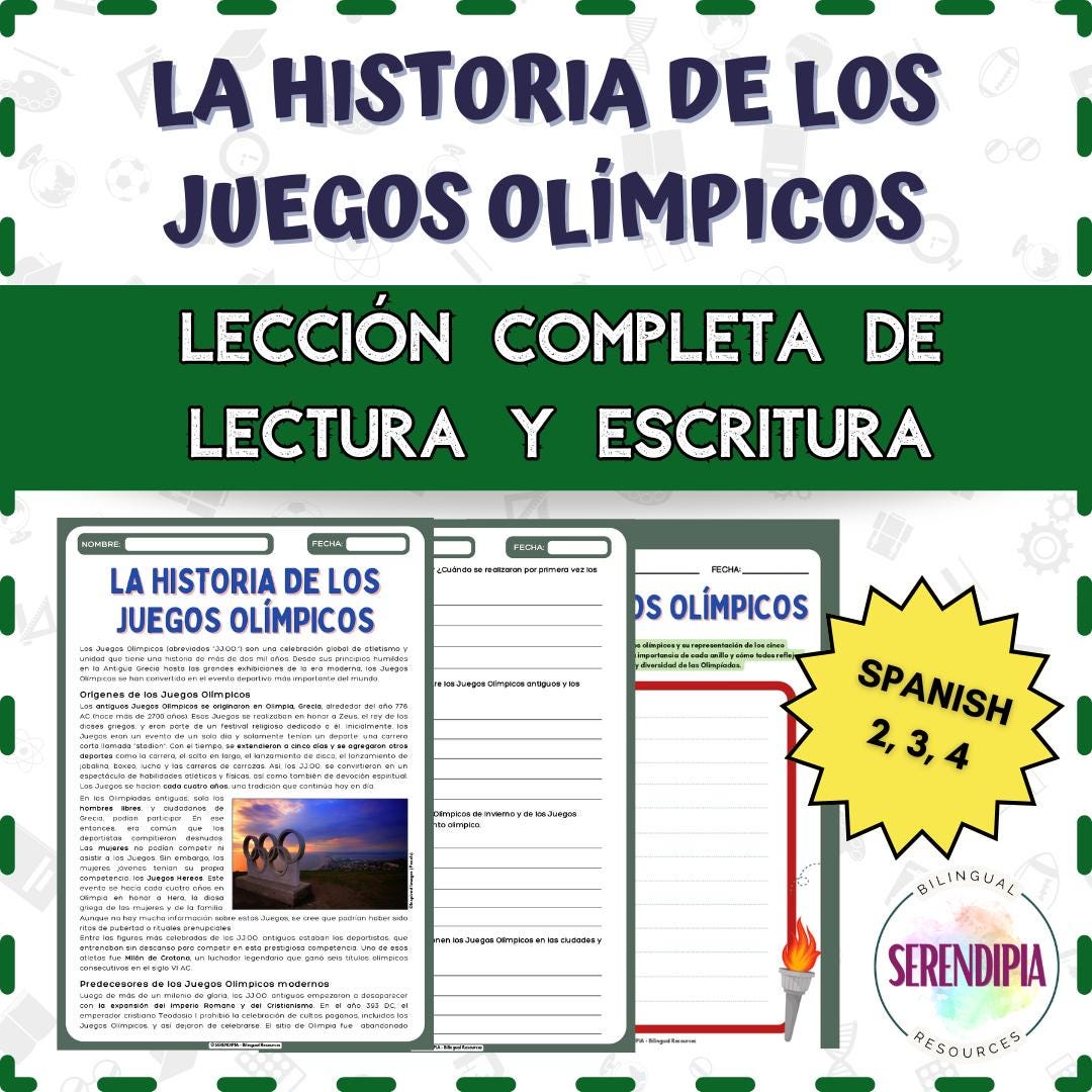 Historia Juegos Olímpicos LECTURA | Olympic Games Spanish Reading ...