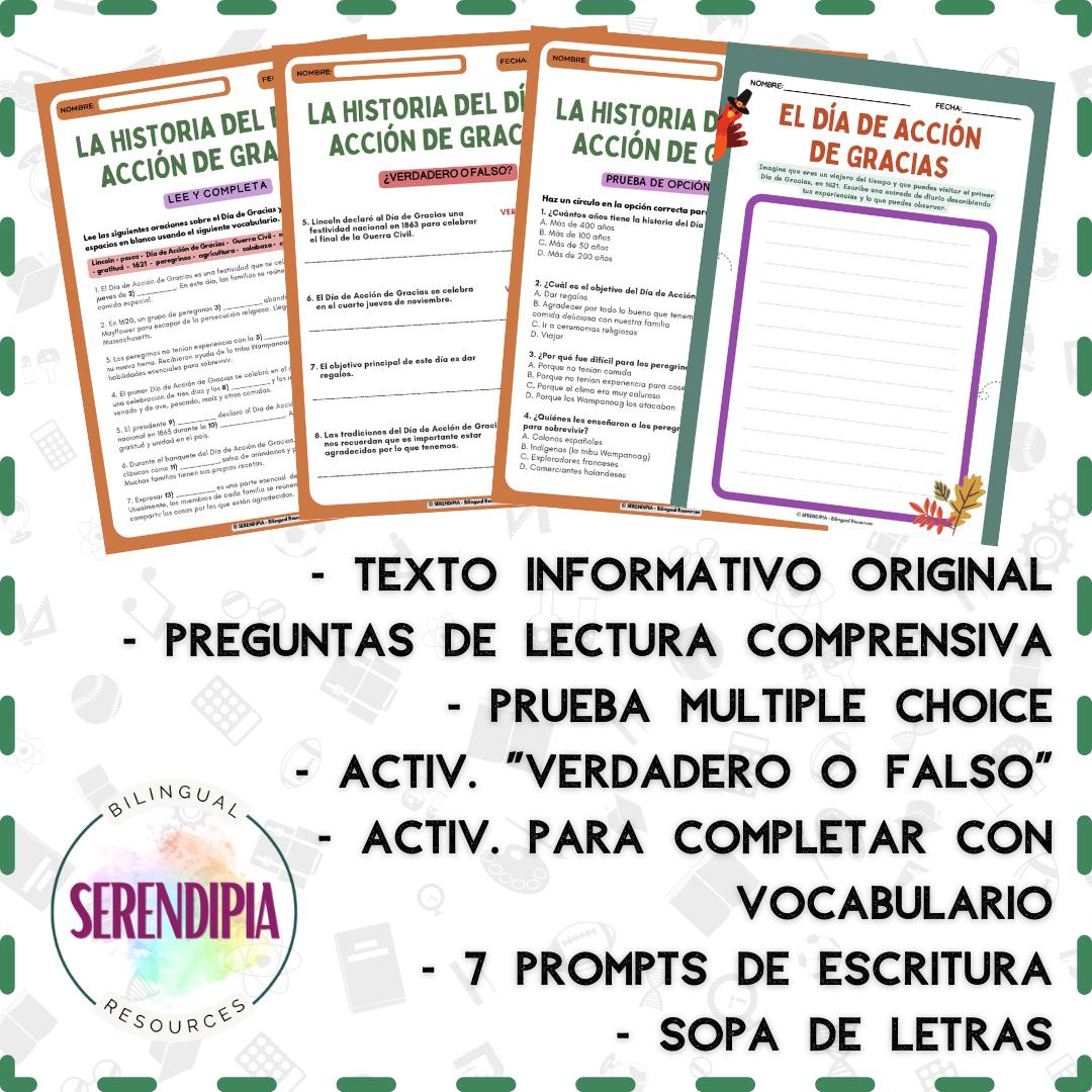 Historia Día De Acción De Gracias | Actividades LECTURA & ESCRITURA ...