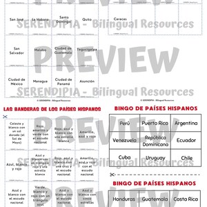 Los Países Hispanos | JUEGO De La MEMORIA Y BINGO | Hispanic Heritage ...