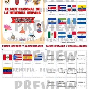 Los Países Hispanos | JUEGO De La MEMORIA Y BINGO | Hispanic Heritage ...