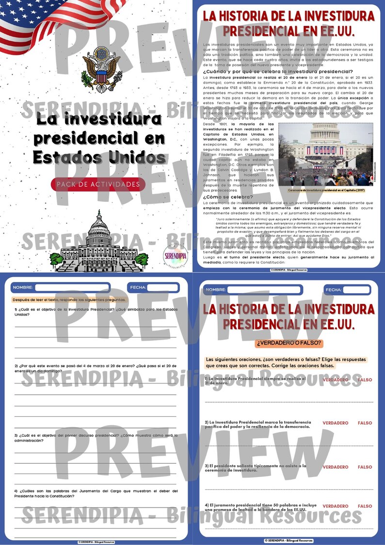 La Historia Del Inauguration Day | ACTIVIDADES LECTURA & ESCRITURA ...