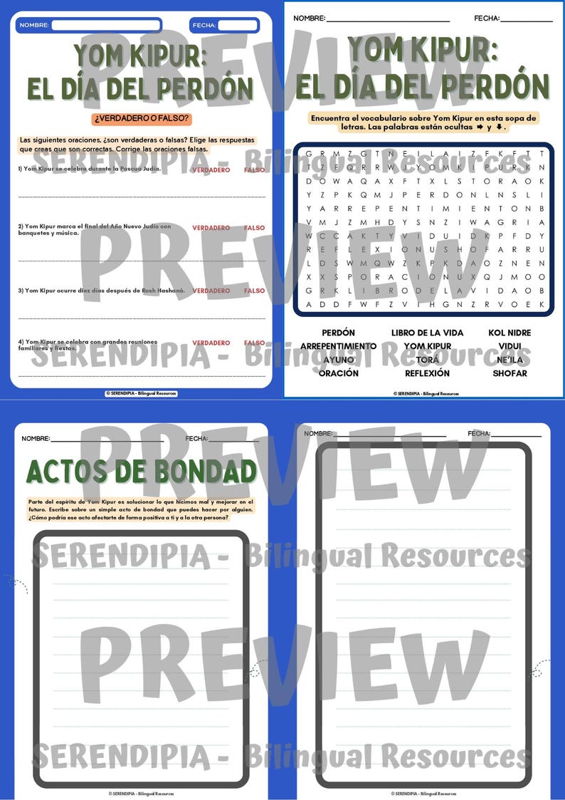 Yom Kippur Historia Y Tradiciones ACTIVIDADES LECTURA COMPRENSIVA | Yom ...