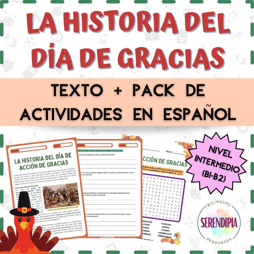 Historia Día De Acción De Gracias | Actividades LECTURA & ESCRITURA ...