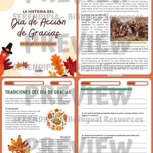 Historia Día De Acción De Gracias | Actividades LECTURA & ESCRITURA ...