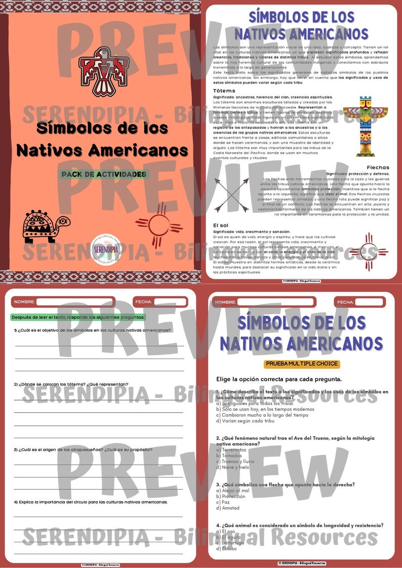 Símbolos Nativos Americanos LECTURA Y ESCRITURA Native Americans ...