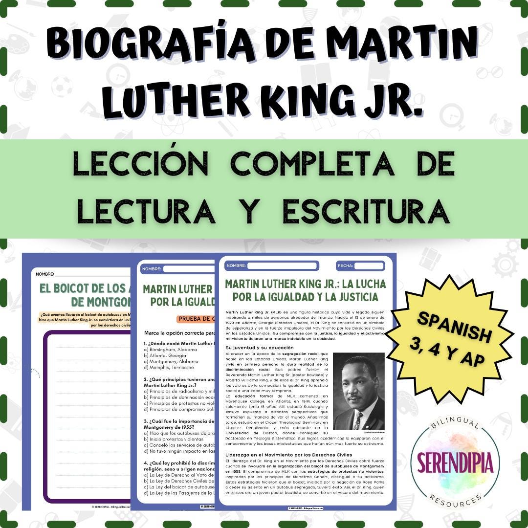 Martin Luther King Biografía Lectura | Martin Luther King Spanish ...