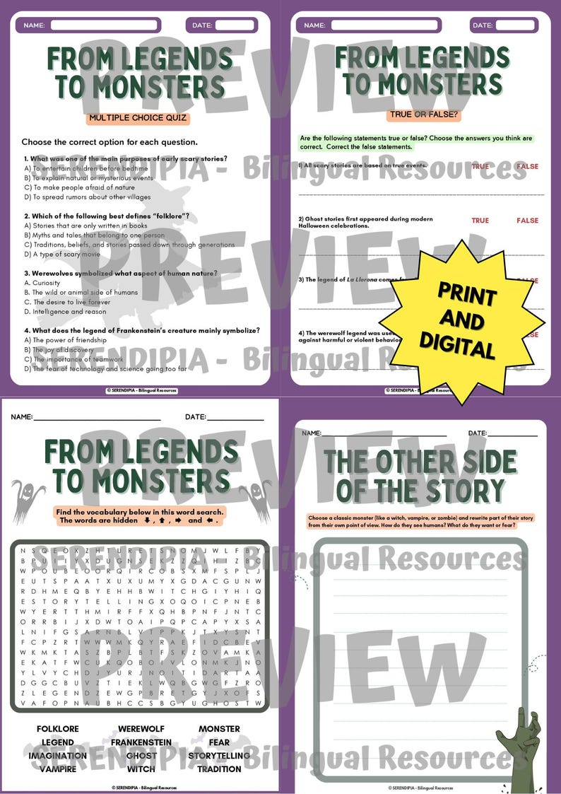 Monsters Scary Stories Halloween Nonfiction Reading Comprehension ...