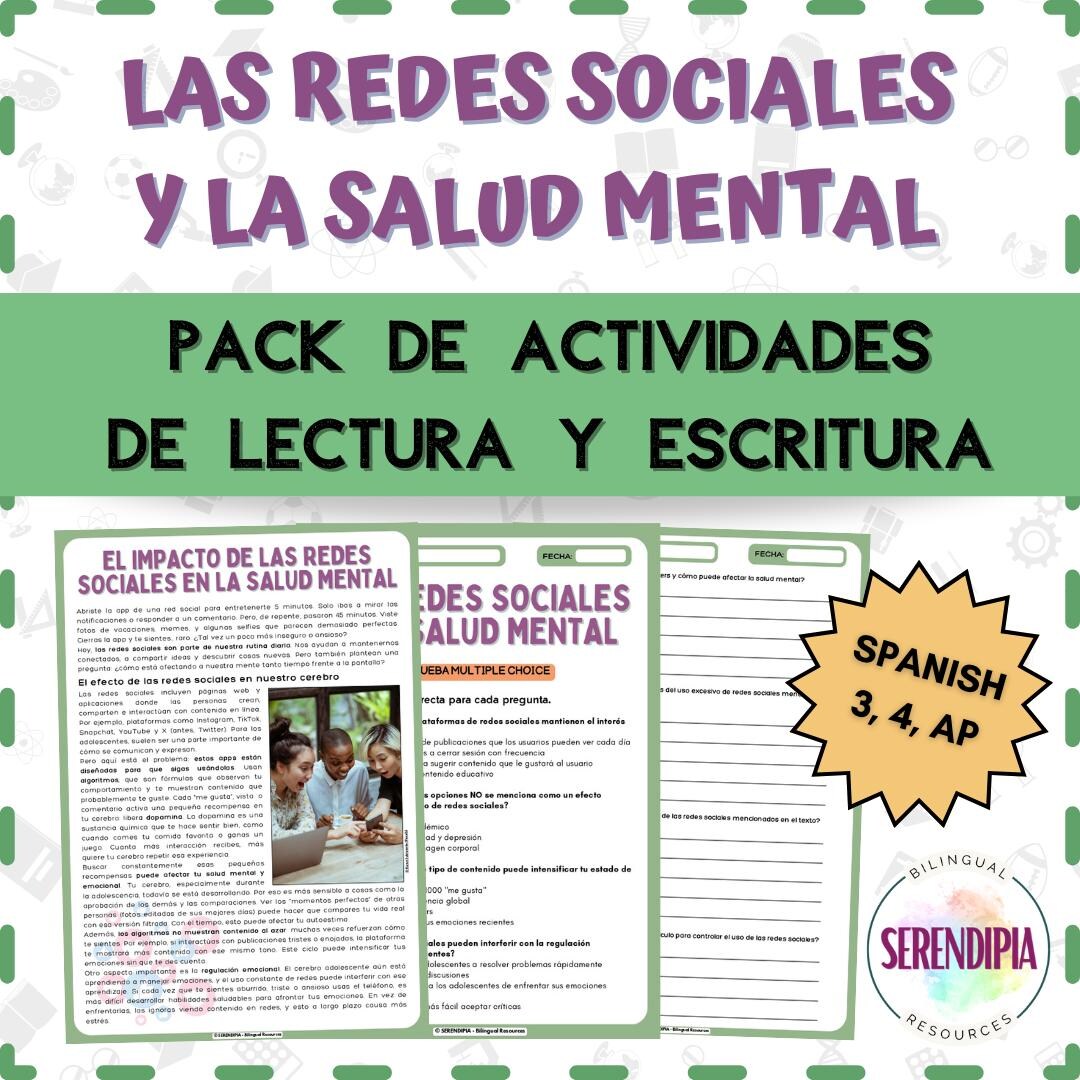 Salud Mental Y Redes Sociales LECTURA COMPRENSIVA | Social Media and ...