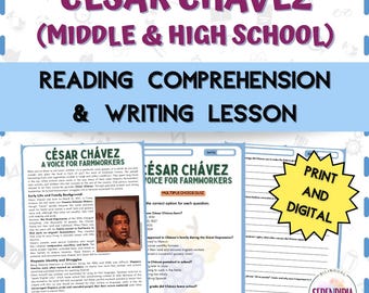 César Chávez READING COMPREHENSION ACTIVITIES | Hispanic Heritage Month ...