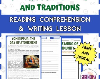 Yom Kippur History Traditions READING COMPREHENSION ACTIVITIES | Yom ...