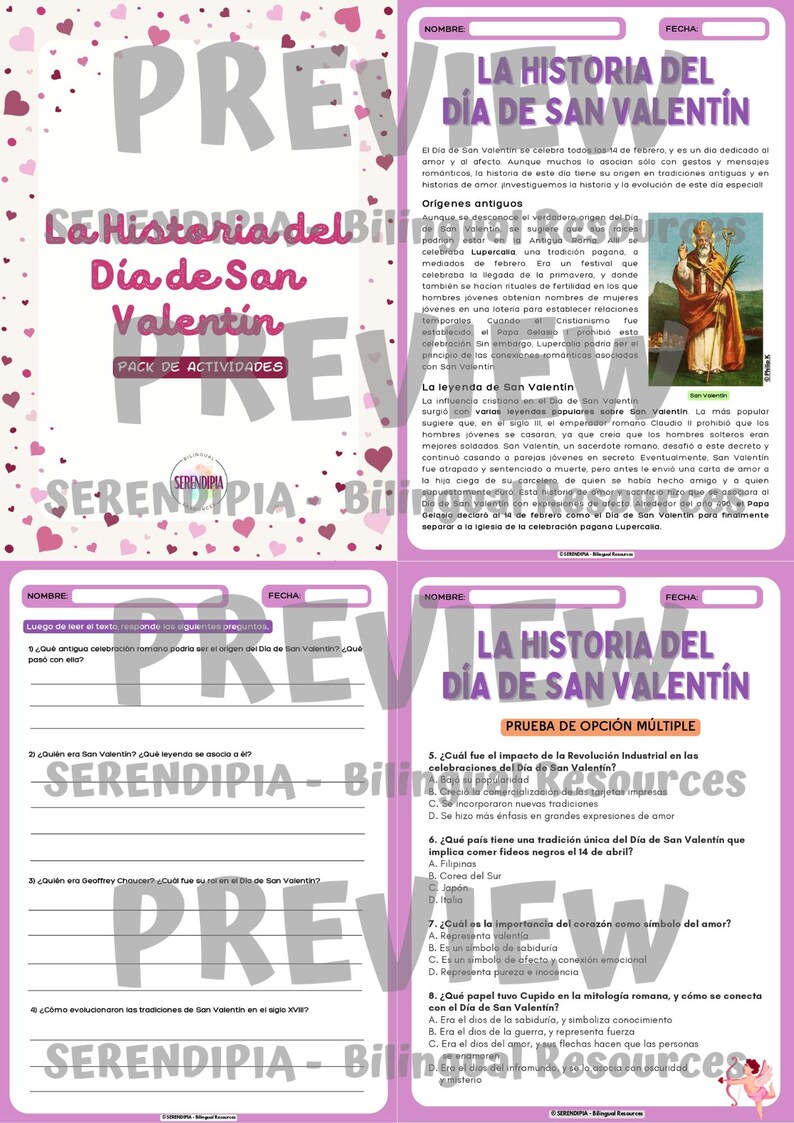 Historia Día De San Valentín | ACTIVIDADES LECTURA & ESCRITURA ...