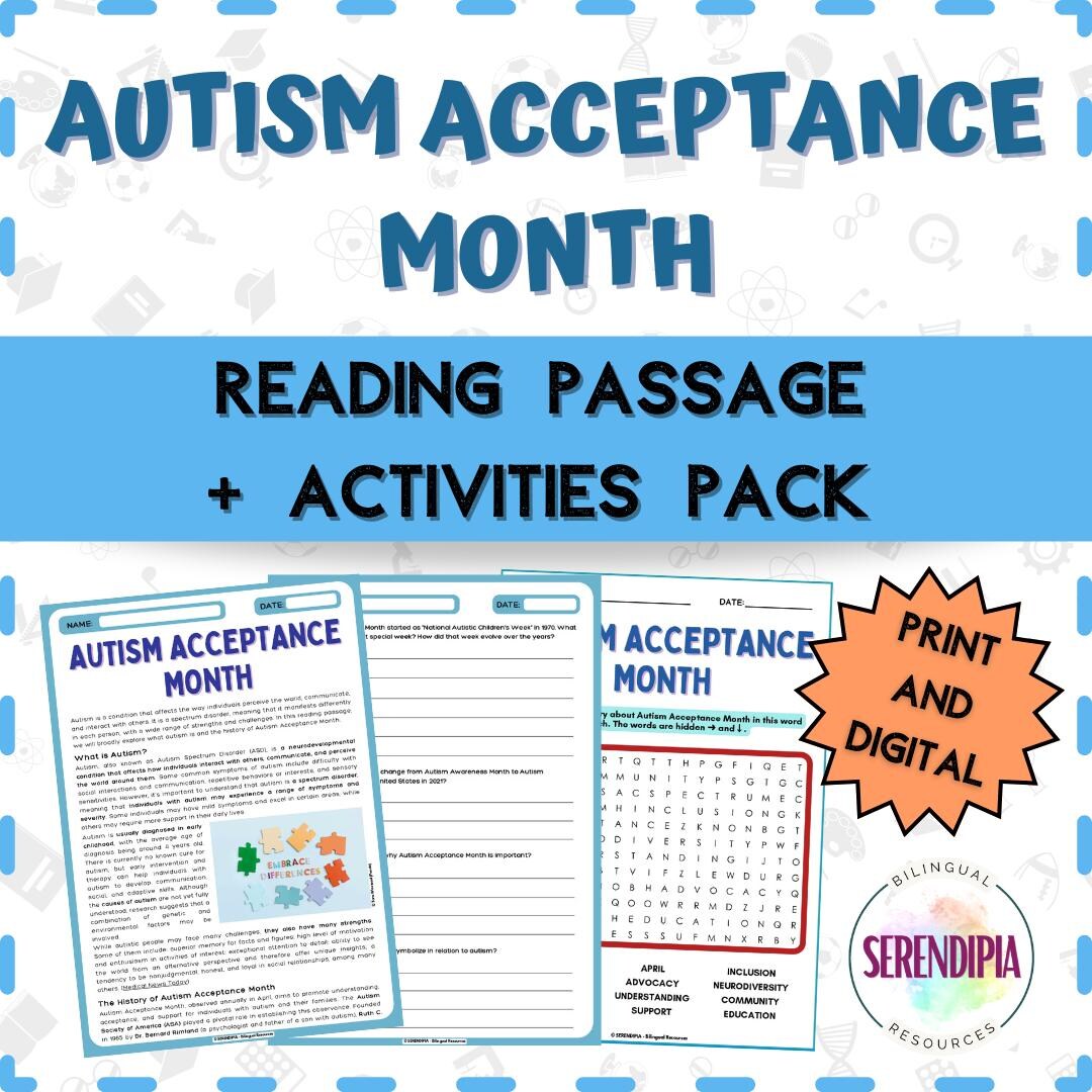 Autism Acceptance Month | READING & WRITING WORKSHEETS | Reading ...
