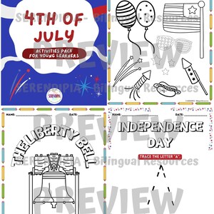 4th of July: Worksheets for Kinder & First Grade | Coloring and Tracing ...