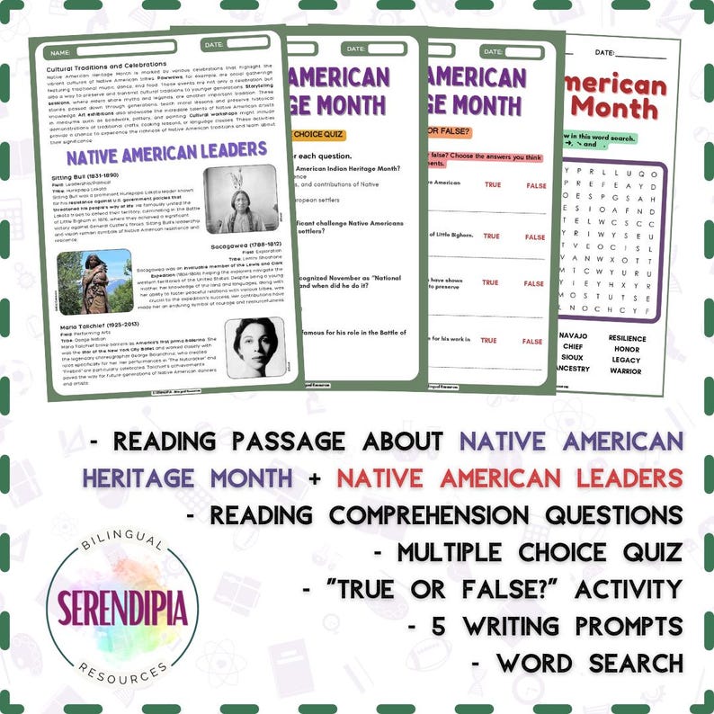 Native American Heritage Month & Leaders | READING COMPREHENSION ...
