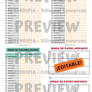 Los Países Hispanos | JUEGO De La MEMORIA Y BINGO | Hispanic Heritage ...