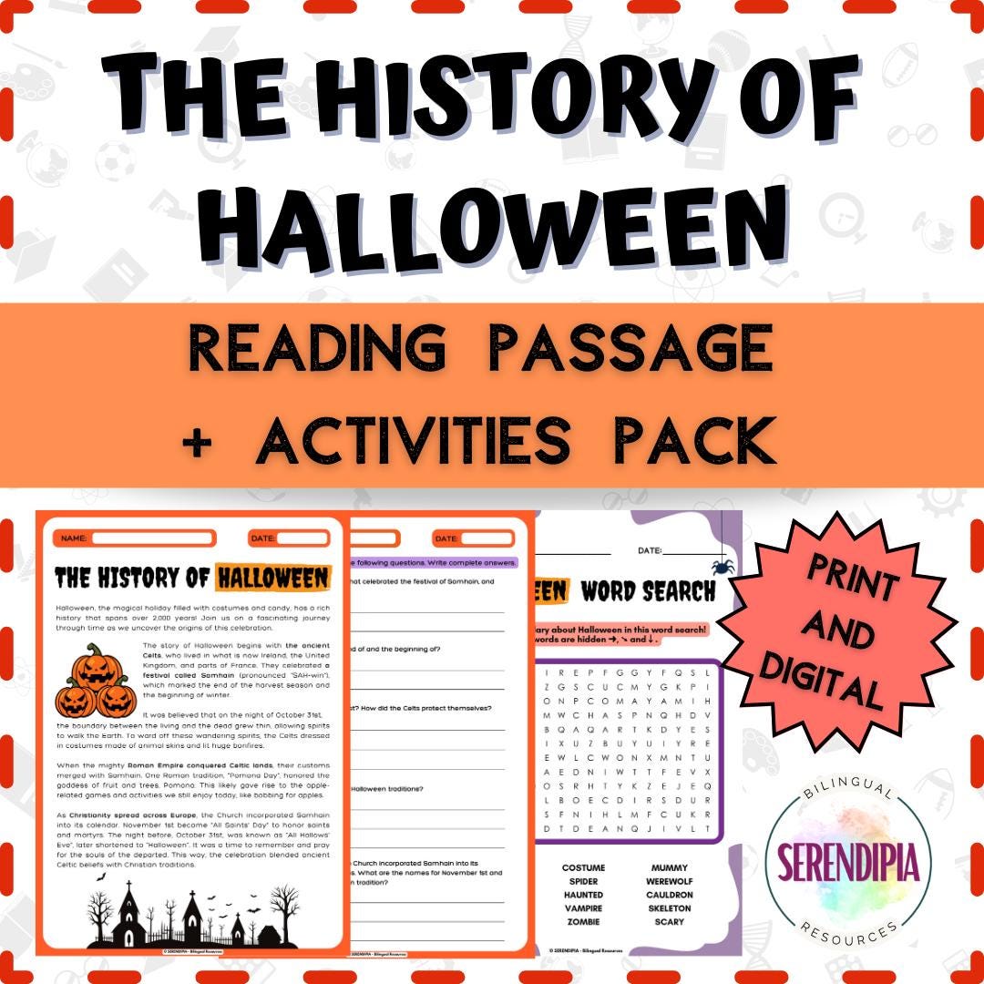 The History of Halloween | READING and WRITING WORKSHEETS | Halloween ...