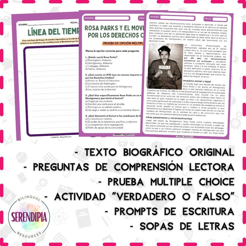 Biografía De Rosa Parks | ACTIVIDADES LECTURA & ESCRITURA | Civil ...