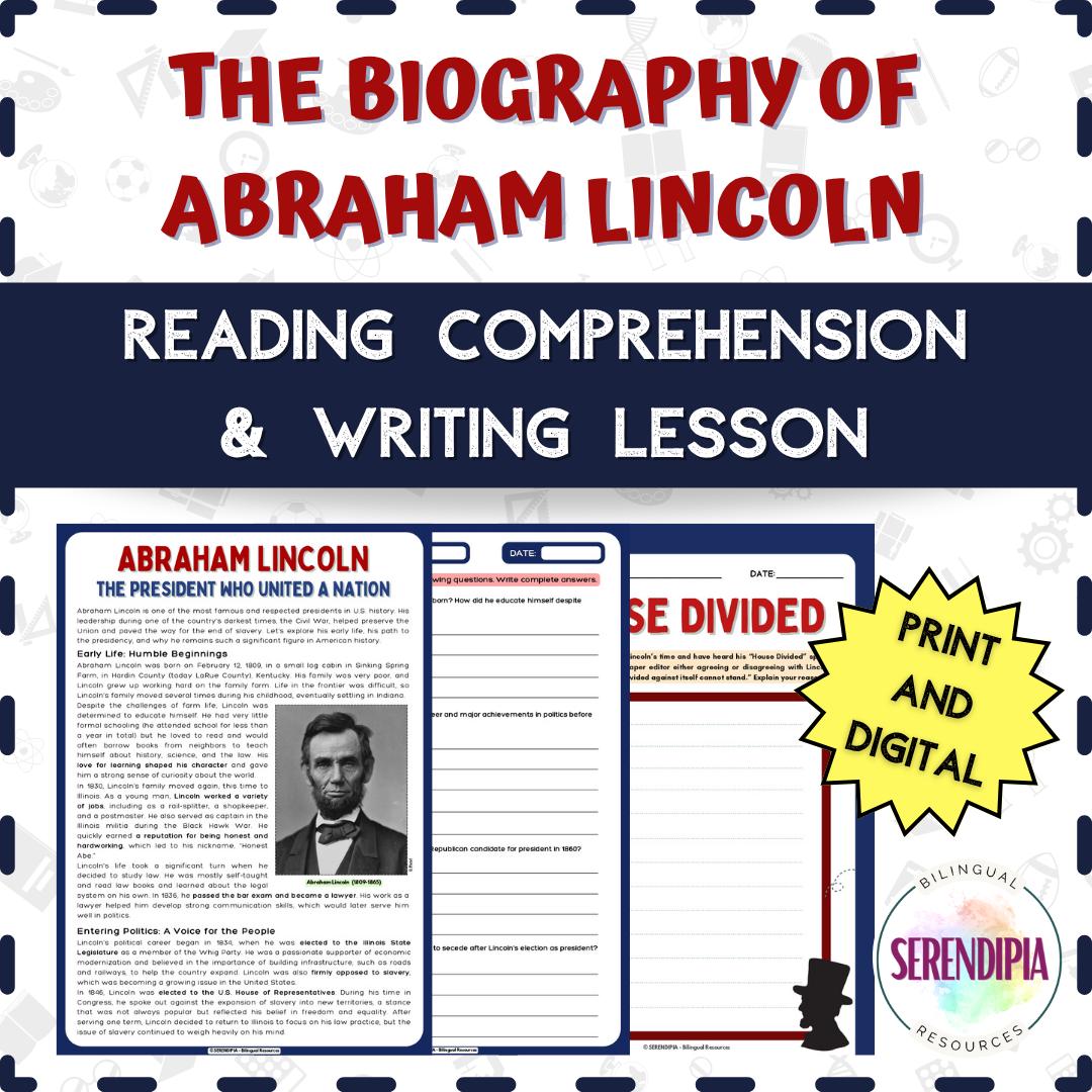 Abraham Lincoln's Biography READING COMPREHENSION PRINTABLES ...