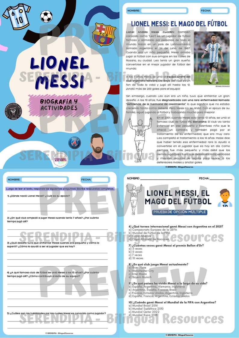 Biografía De Lionel Messi | LECTURA & ESCRITURA | Soccer Spanish Close ...