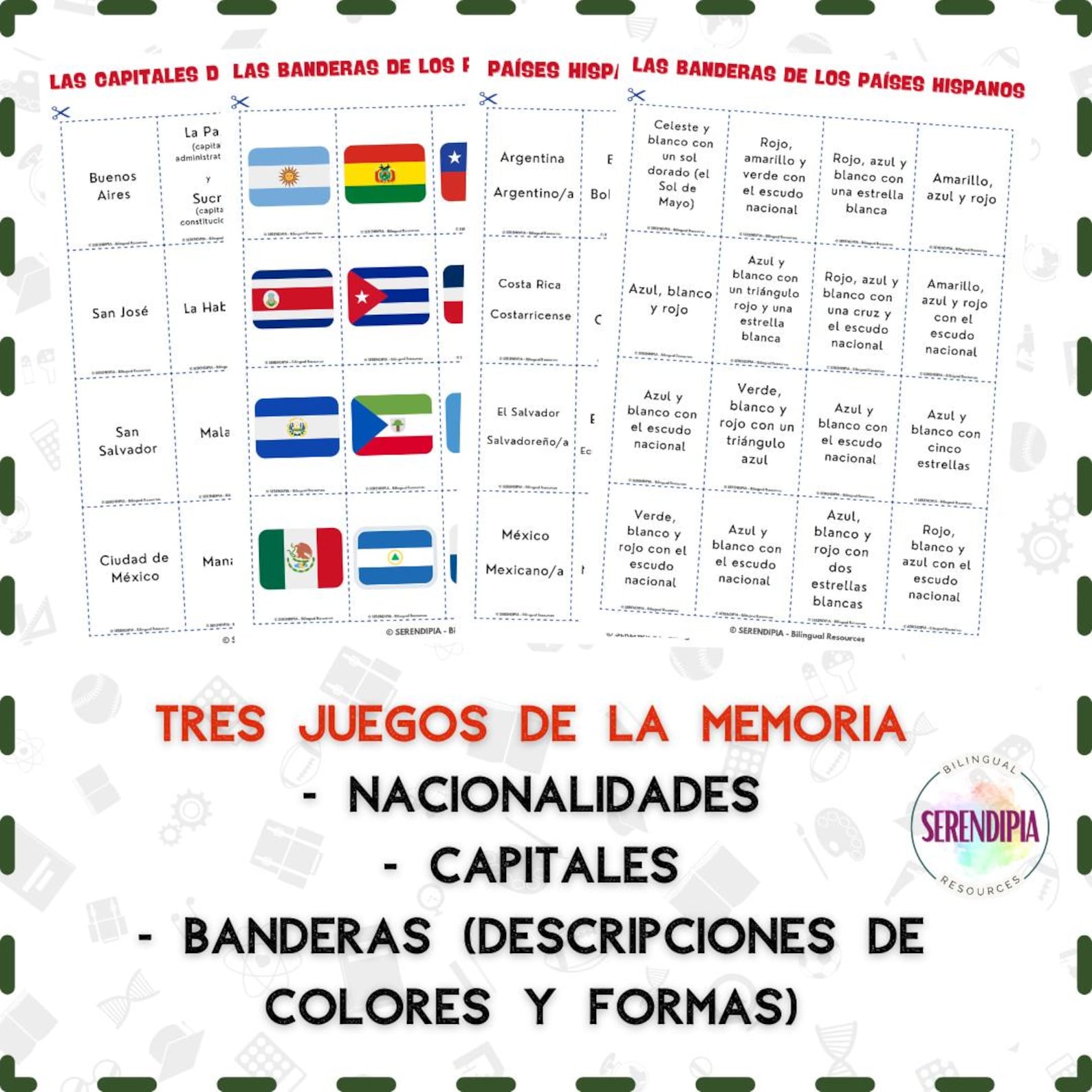 Los Países Hispanos | JUEGO De La MEMORIA Y BINGO | Hispanic Heritage ...