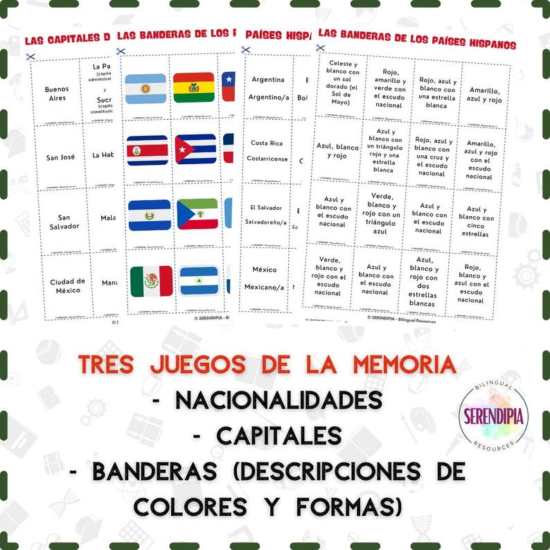 Los Países Hispanos | JUEGO De La MEMORIA Y BINGO | Hispanic Heritage ...