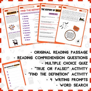 The History of Halloween | READING and WRITING WORKSHEETS | Halloween ...