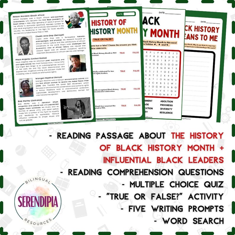 Black History Month & Black Leaders | READING and WRITING WORKSHEETS ...