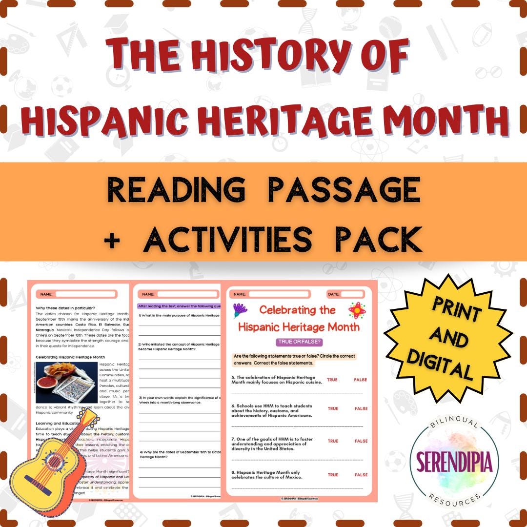 History of Hispanic Heritage Month | READING & WRITING WORKSHEETS ...