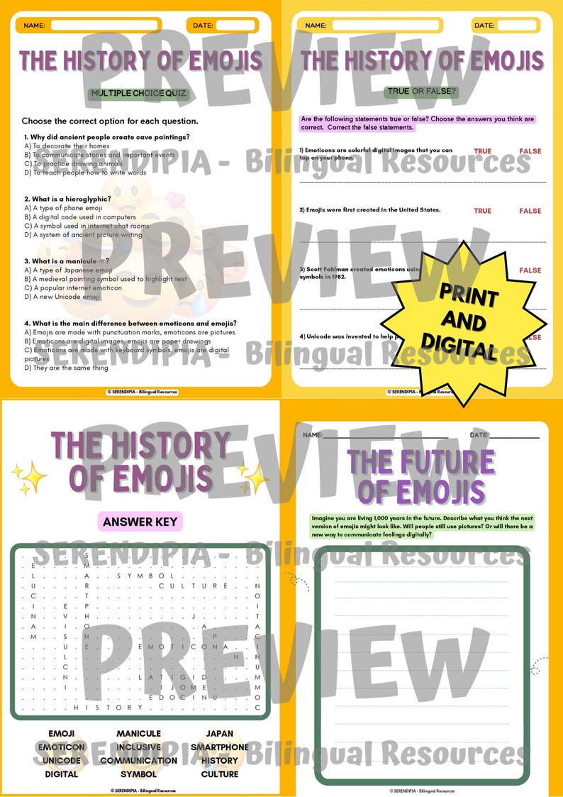 History of Emojis | READING COMPREHENSION & WRITING Printables | Fun ...