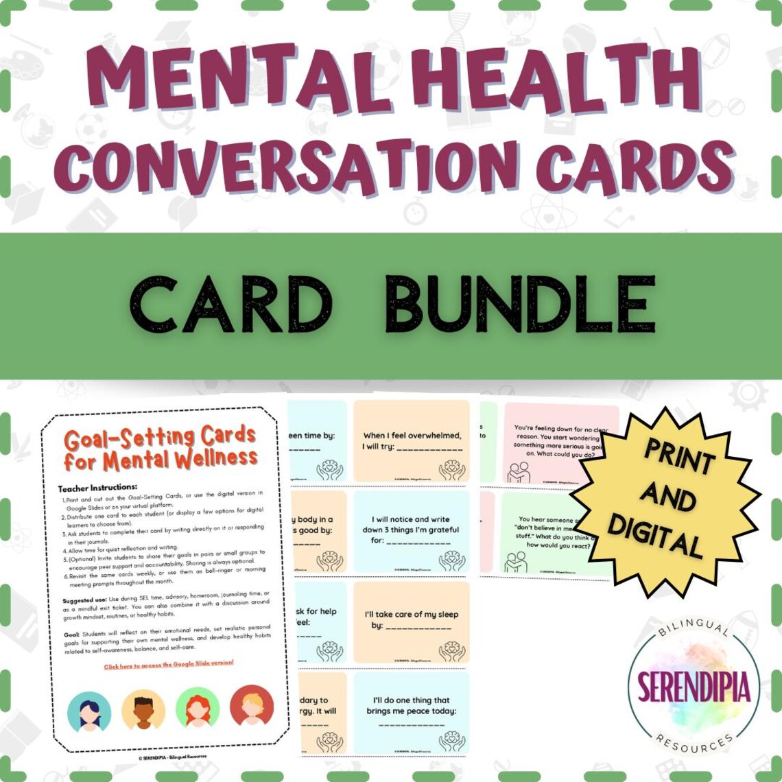 Mental Health Conversation Cards BUNDLE || SEL Discussion, Scenarios ...