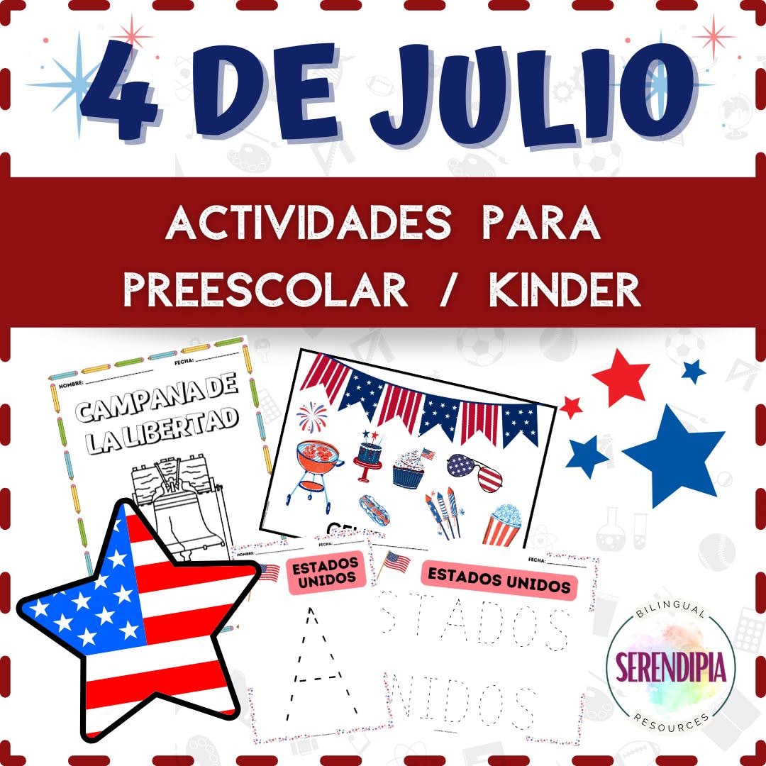 4 DE JULIO En ESPAÑOL | Coloreado, Trazado Letras, Flashcards | Spanish ...