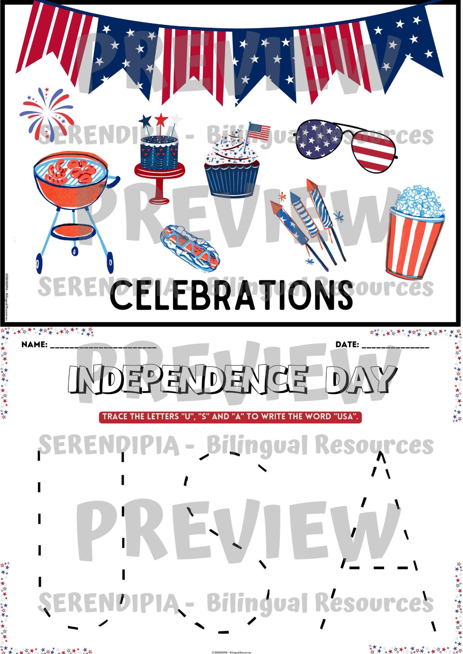 4th of July: Worksheets for Kinder & First Grade | Coloring and Tracing ...