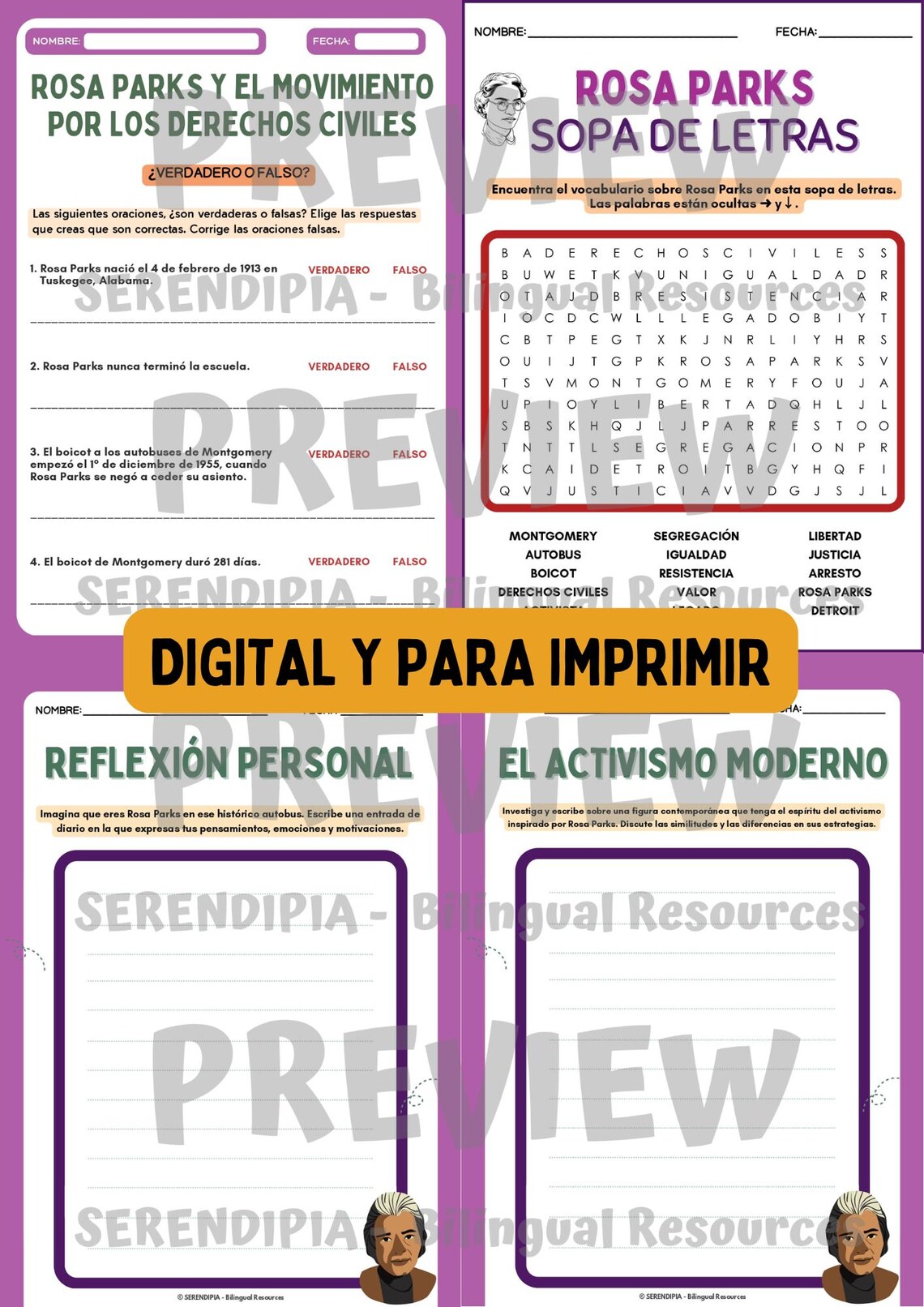 Biografía De Rosa Parks | ACTIVIDADES LECTURA & ESCRITURA | Civil ...