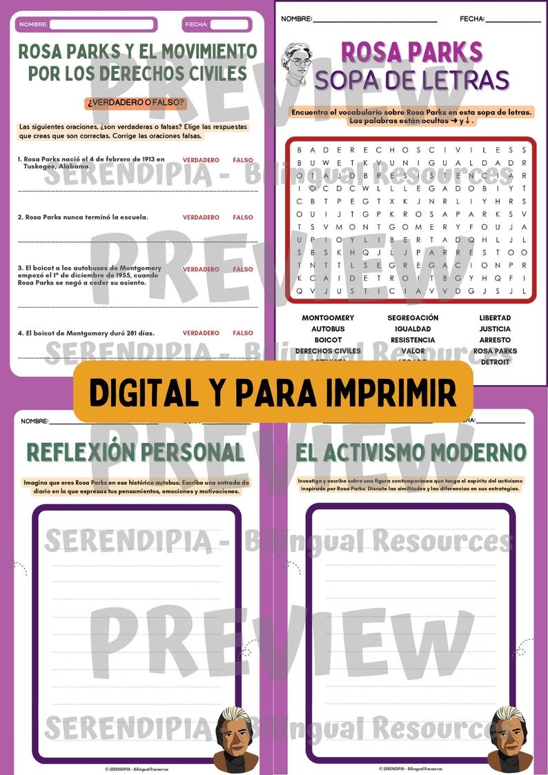 Biografía De Rosa Parks | ACTIVIDADES LECTURA & ESCRITURA | Civil ...