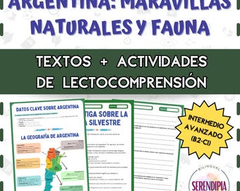 Argentina: Geografía, Naturaleza, Animales LECTURA & ESCRITURA Spanish ...