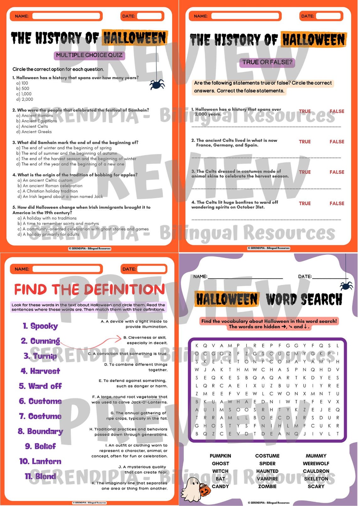 The History of Halloween | READING and WRITING WORKSHEETS | Halloween ...