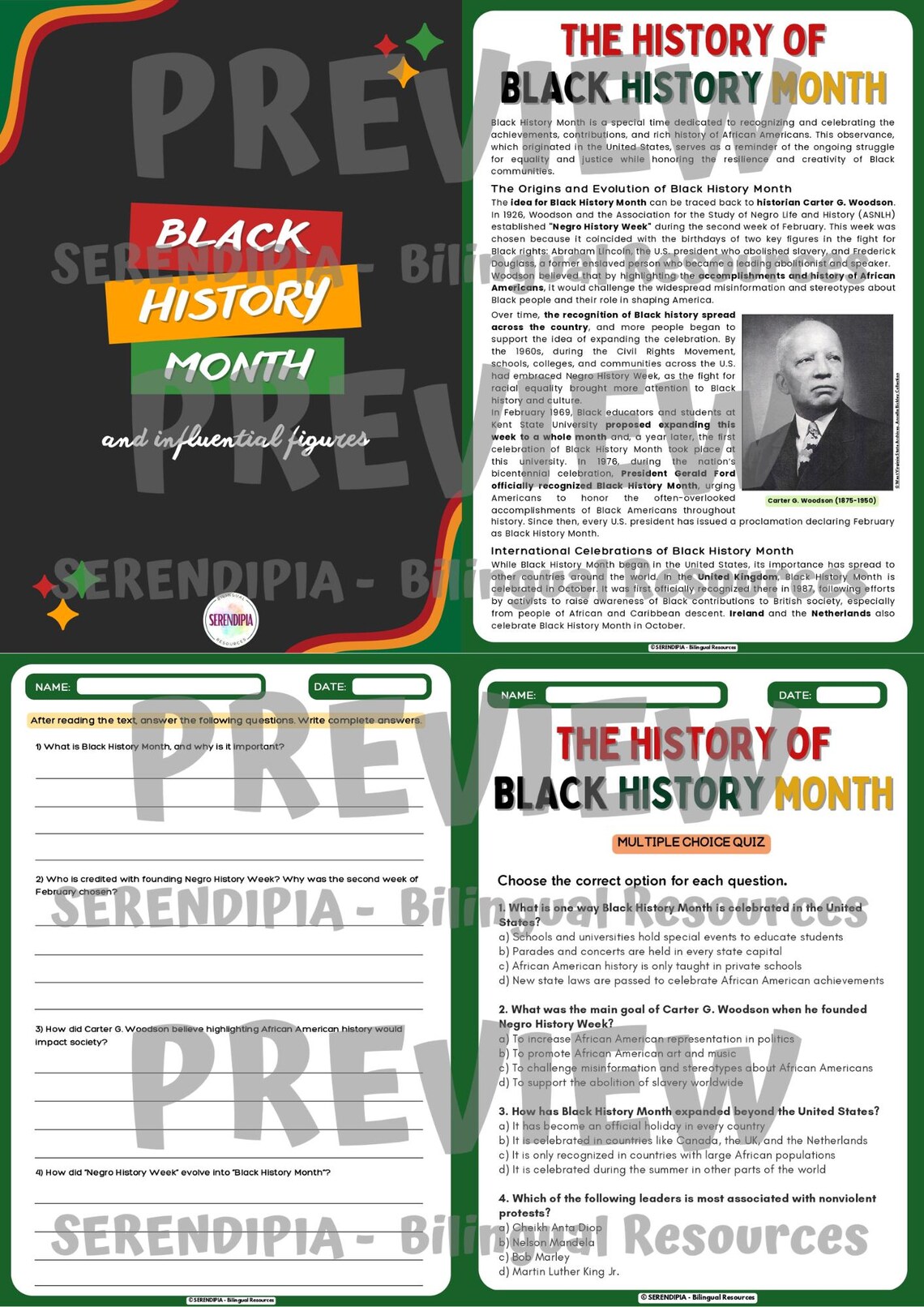 Black History Month & Black Leaders READING and WRITING WORKSHEETS ...
