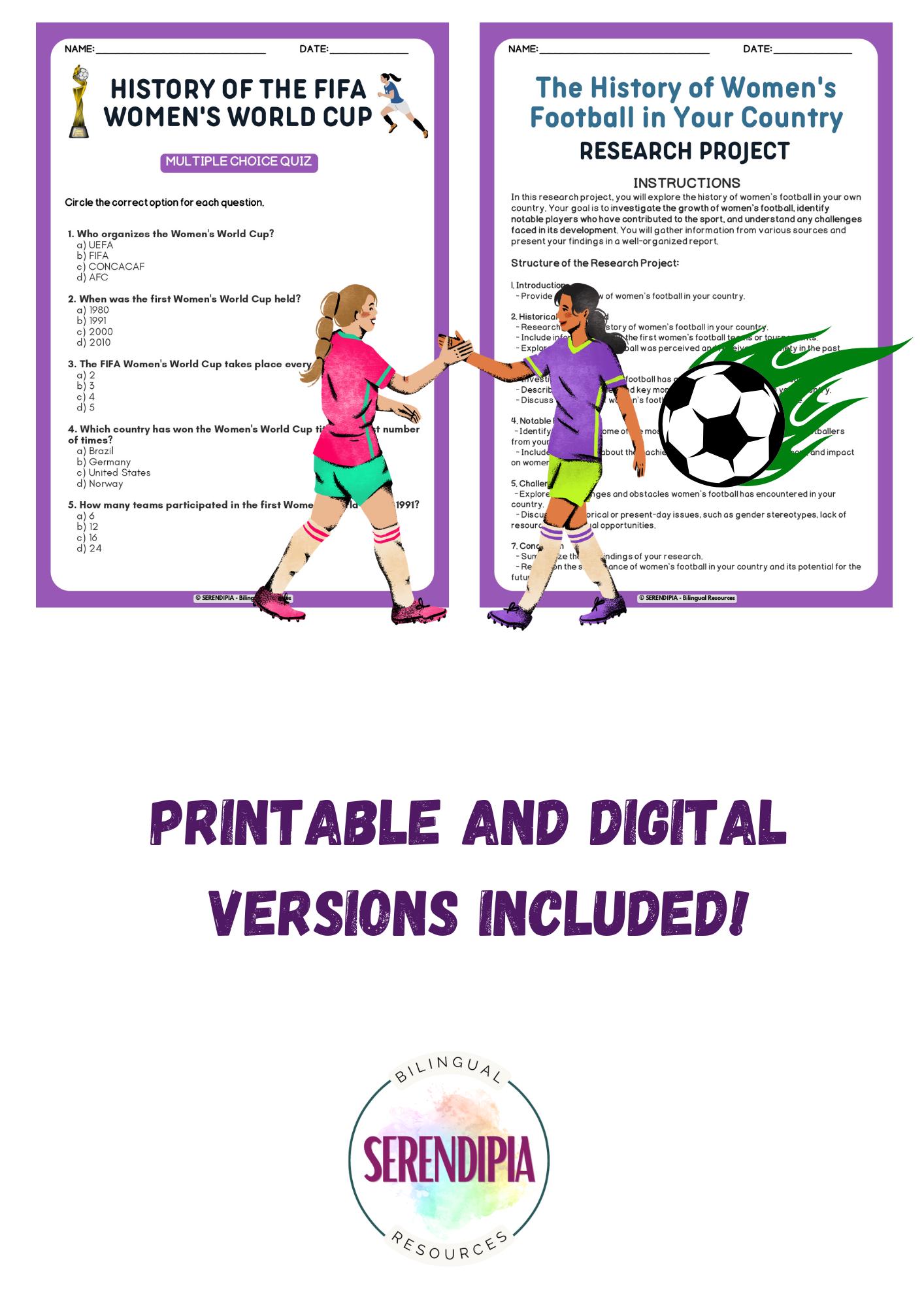 History of the Women's World Cup READING COMPREHENSION | Women in ...