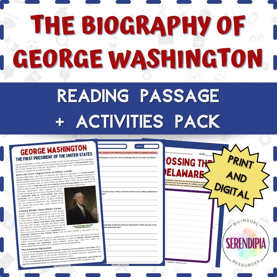 George Washington Biography | READING & WRITING WORKSHEETS | Reading ...